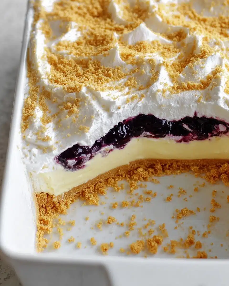 No Bake Lemon Blueberry Dessert Recipe - Heavenly Easy Dessert