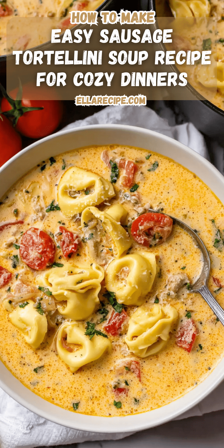 Hearty Sausage Tortellini Soup with Basil and Cream